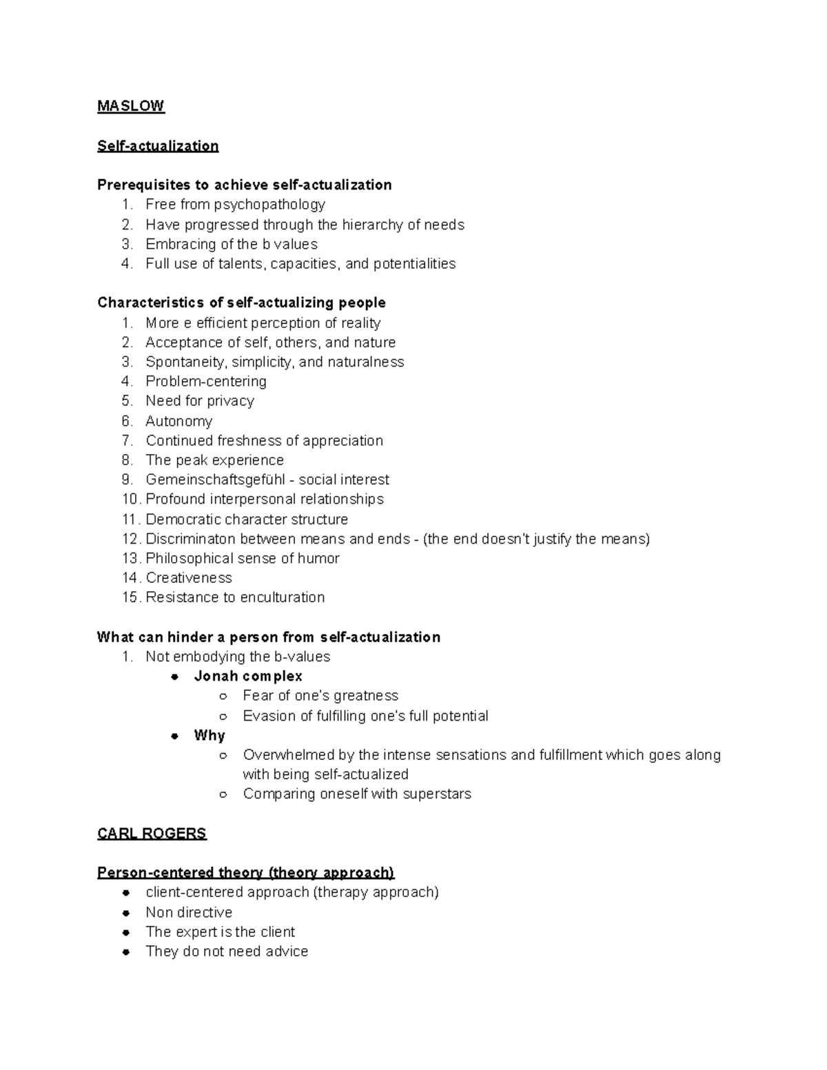 Humanistic Theories of Personality - Perso Psych - MASLOW Self ...