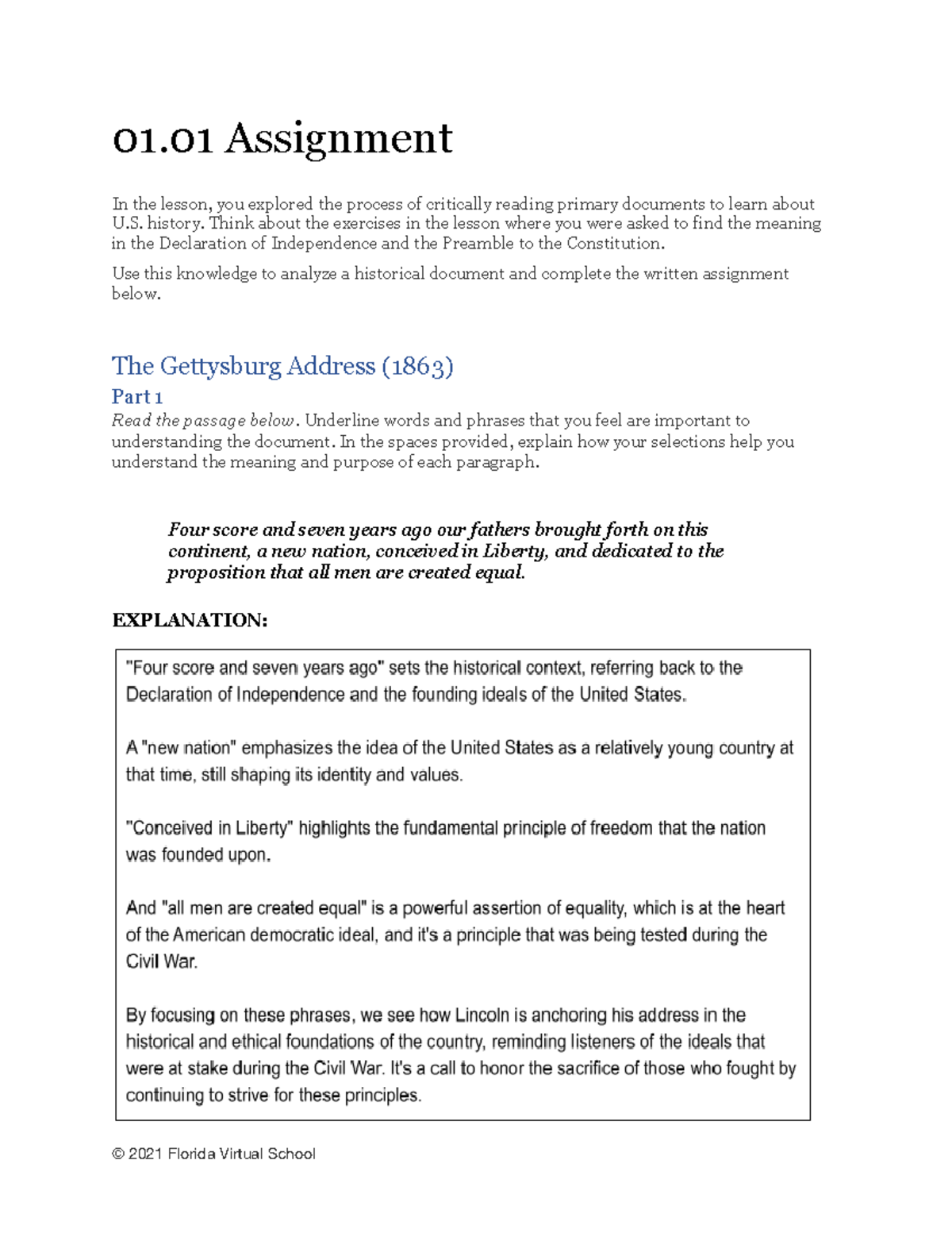 01.01 assignment - 01 Assignment In the lesson, you explored the process of critically reading ...