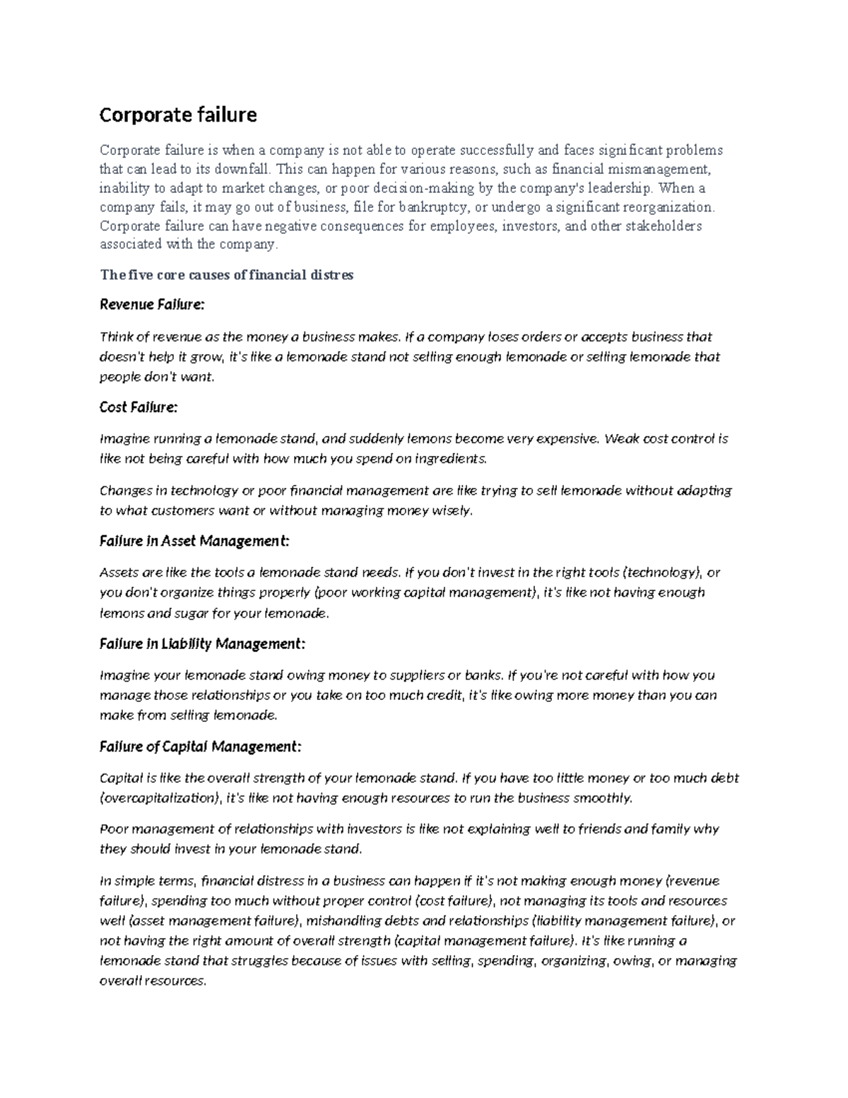 Corporate failure - need a book solution - Corporate failure Corporate ...