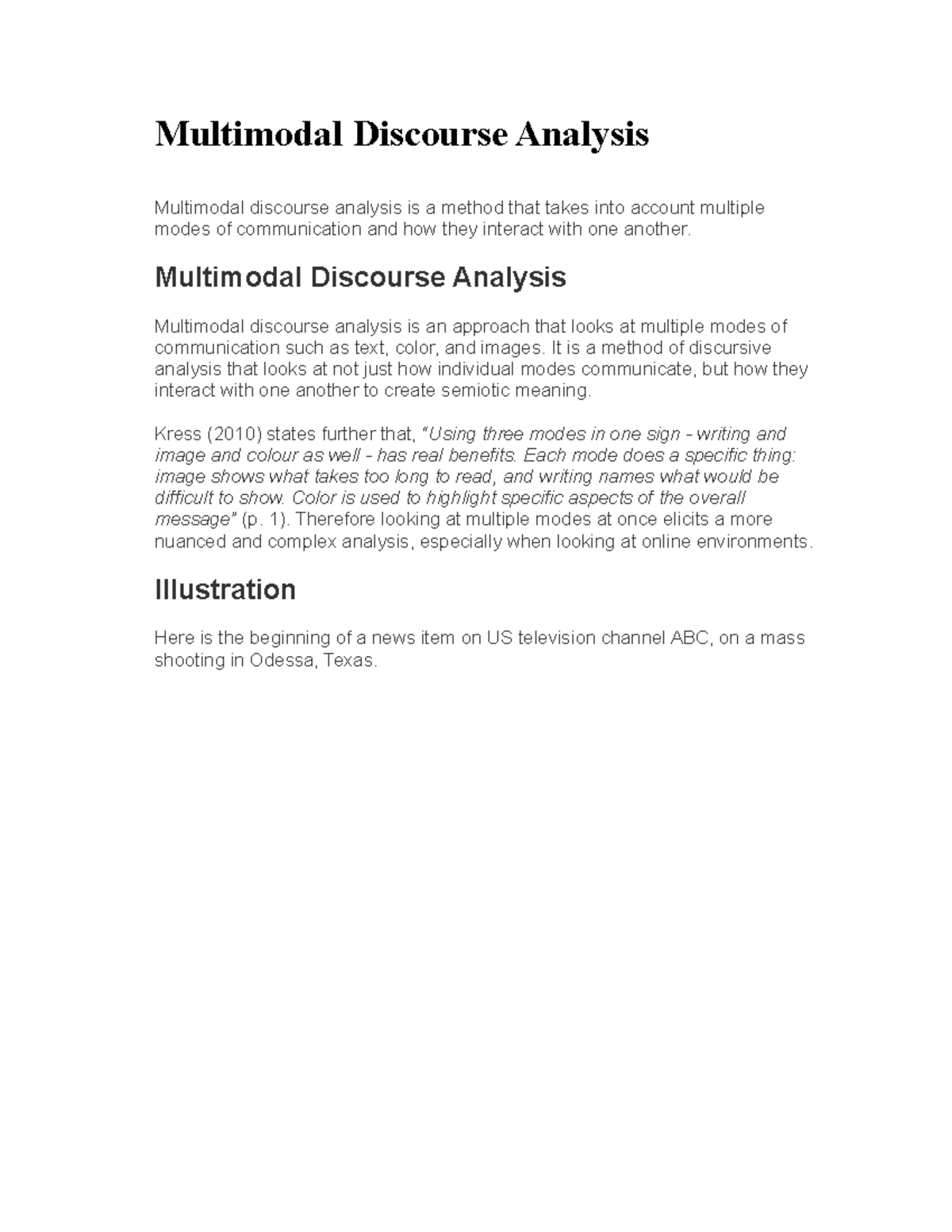 Mda Explanation Of Multimodal Discourse Analysis Multimodal