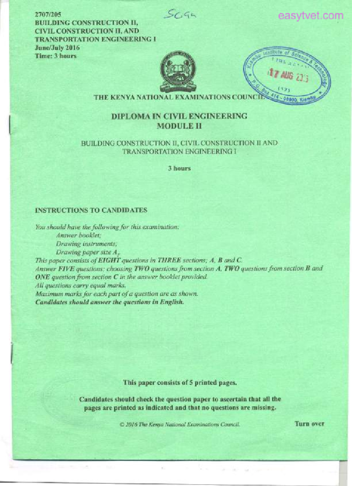 2016 july - Revision - B.ENG Civil engineering - Studocu