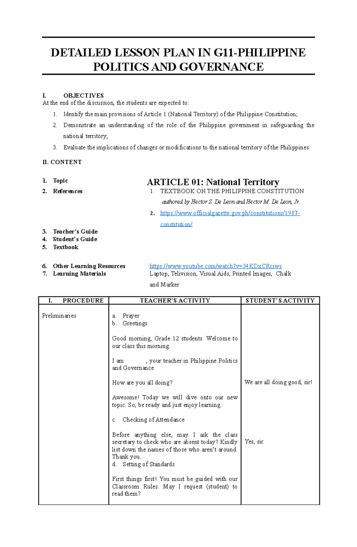 DLP G11-Art - Lesson Plan - DETAILED LESSON PLAN IN G11-PHILIPPINE ...