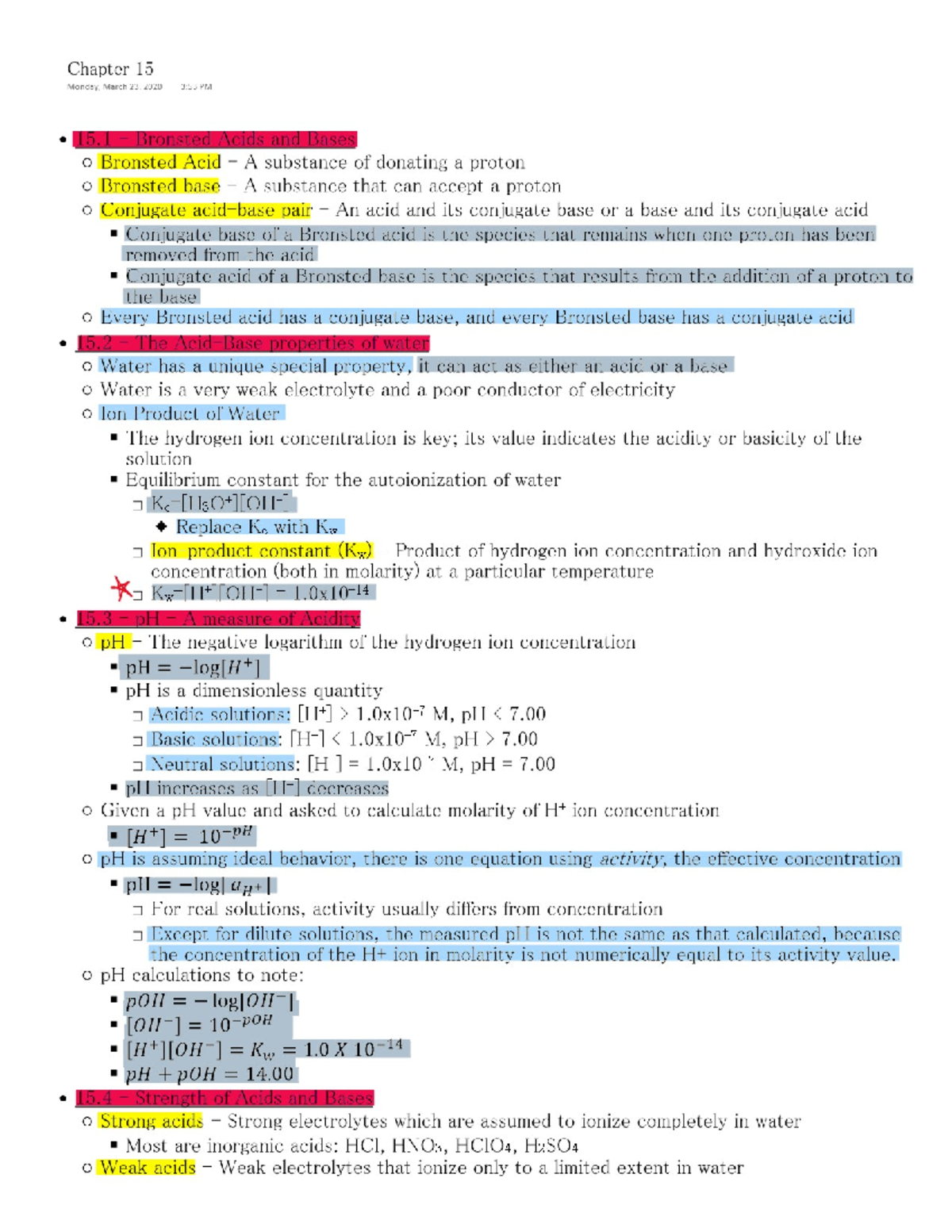 Ch 15 - Book chapter notes for the required textbook for Chemistry 122 ...