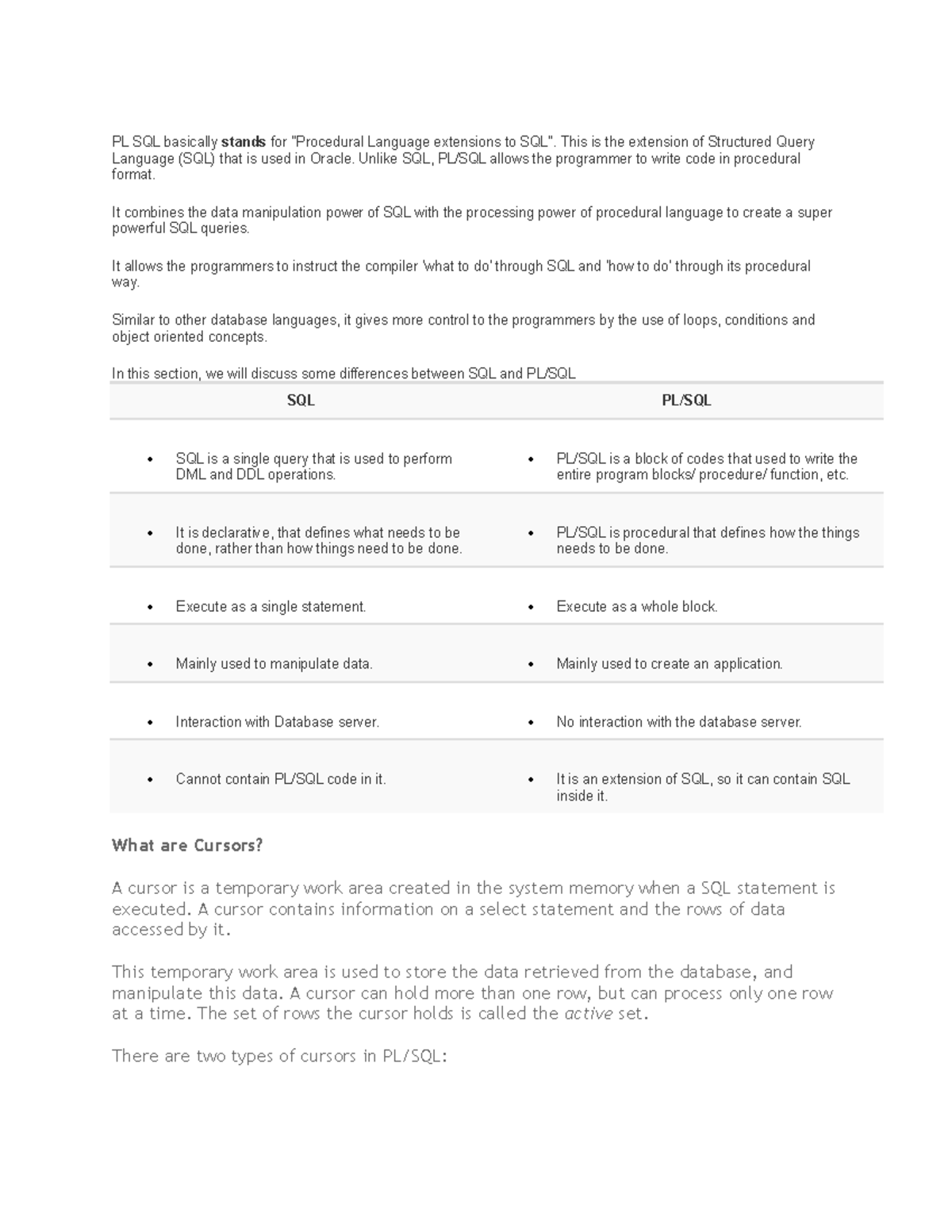 Pl Sql Pl Sql Notes Pl Sql Basically Stands For Procedural