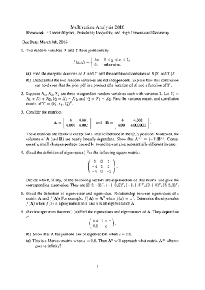 78645 Mvahw 1sol - Solution for Multivariate Analysis HW1 - Solution ...