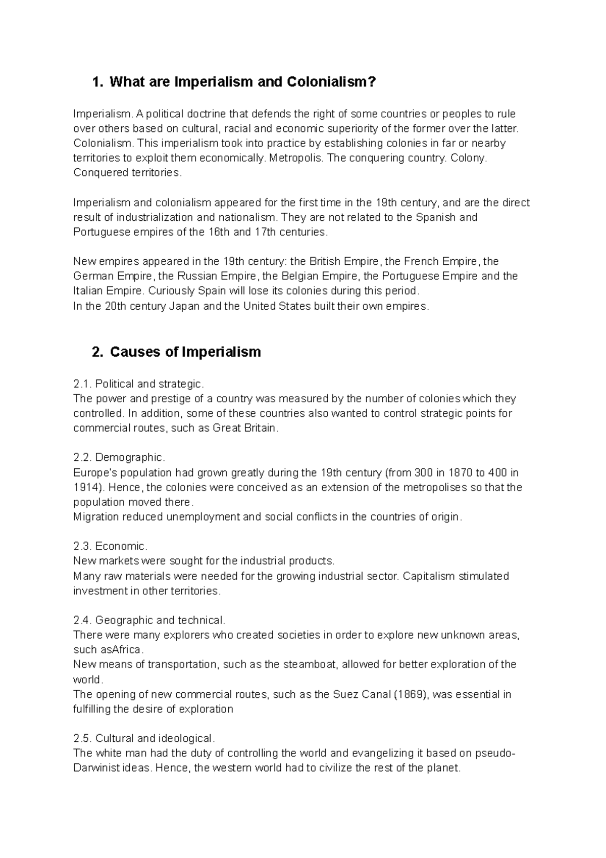 Imperialism Unit 3eso - 1. What are Imperialism and Colonialism ...