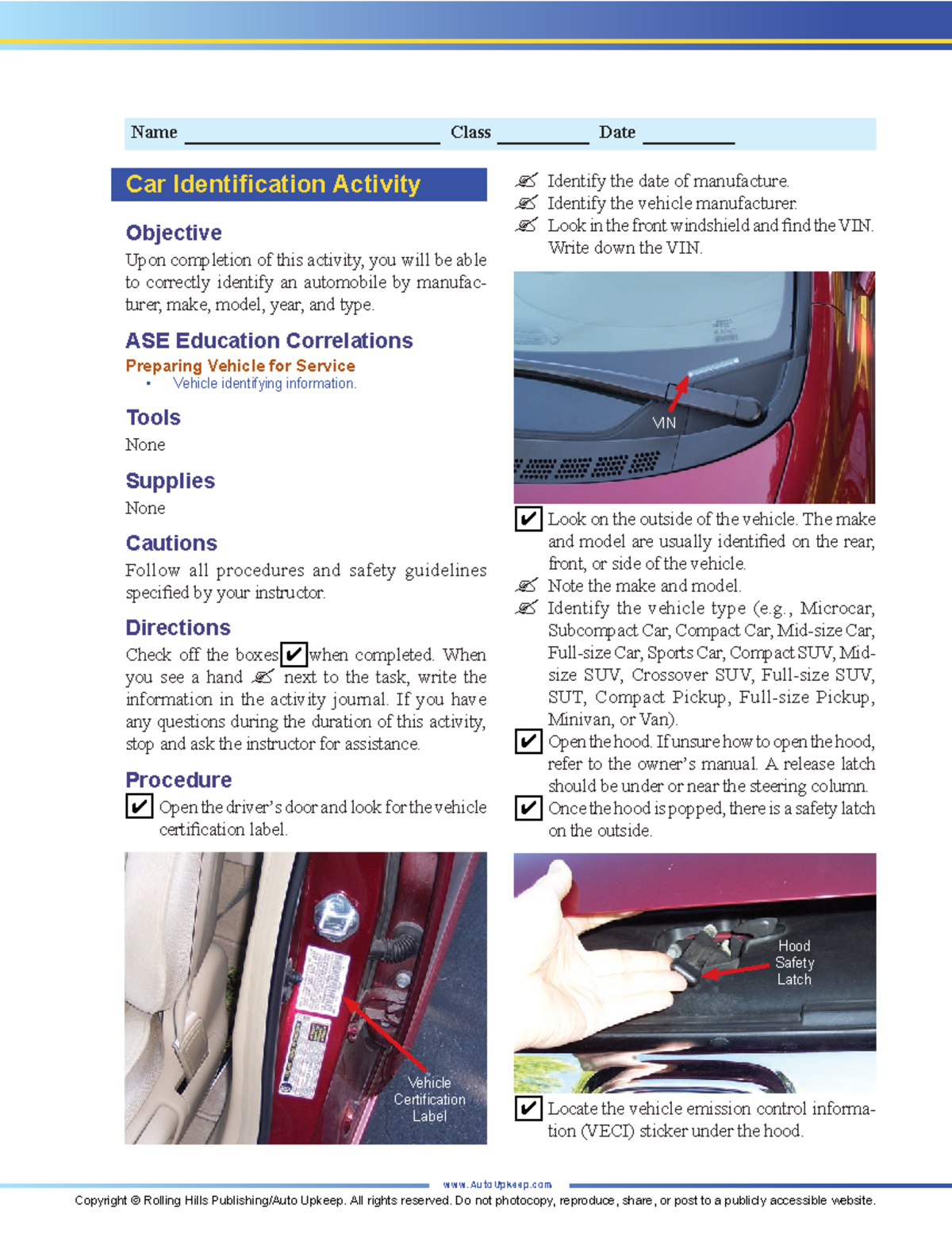 Car Identification Activity - AutoUpkeep Name Class Date Car ...