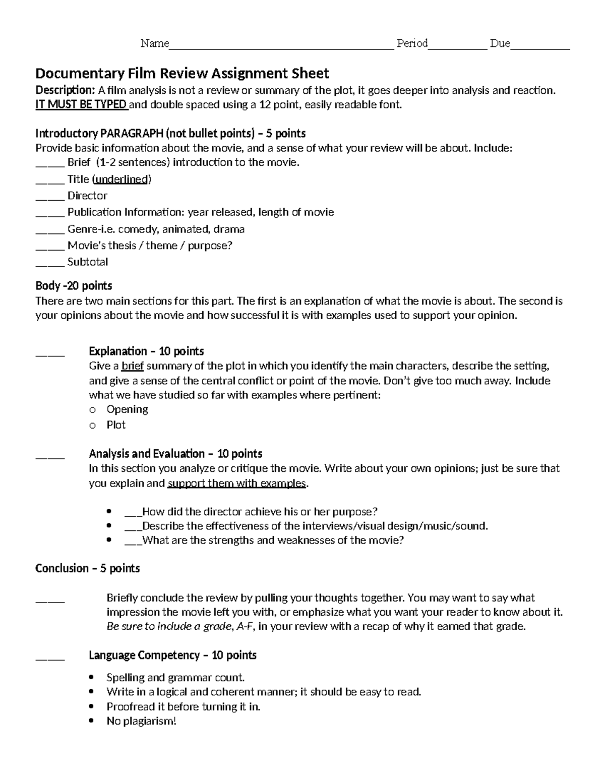 Documentary FILM Review - Name ...