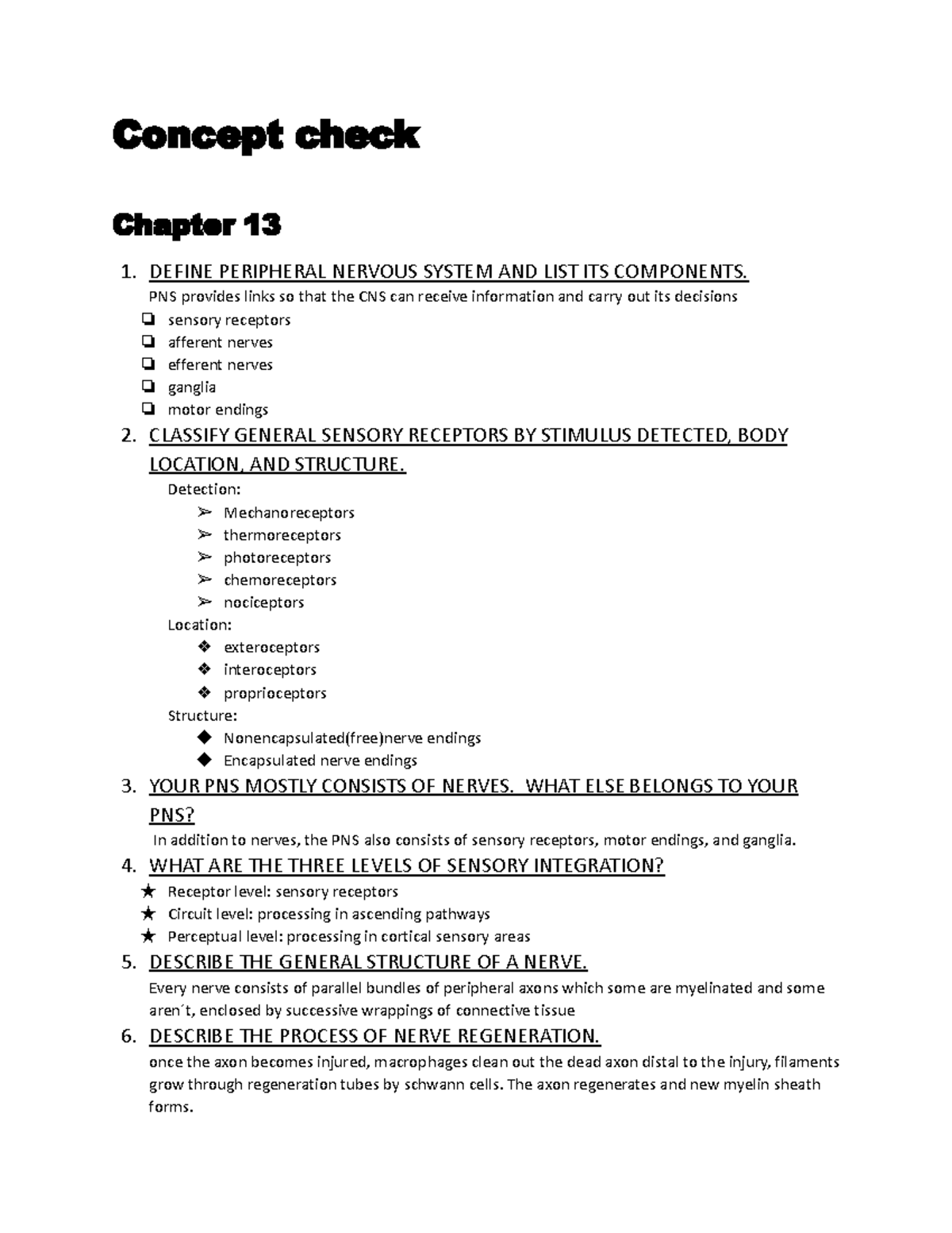 Concept Check Questions-Chapter 13 - Concept check Chapter 13 1. DEFINE ...