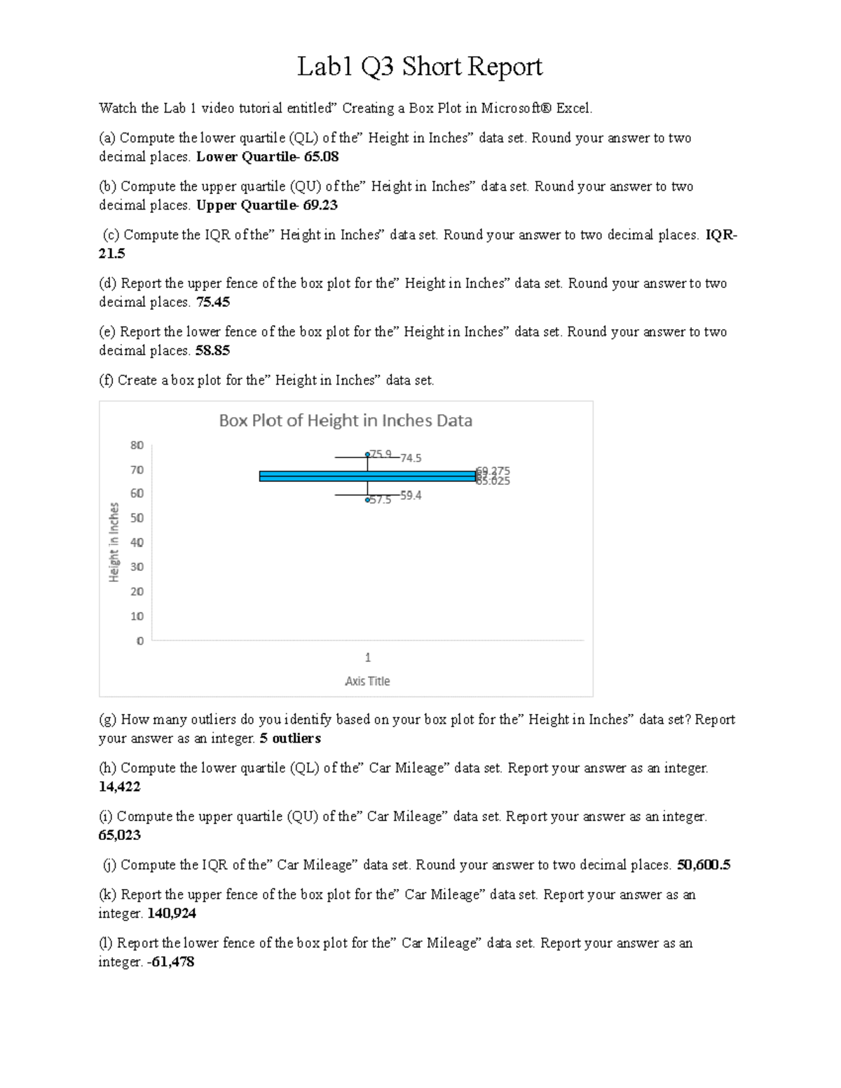 Lab1 Q3 Short Report - Lab1 Q3 Short Report Watch the Lab 1 video tutorial entitled” Creating a ...