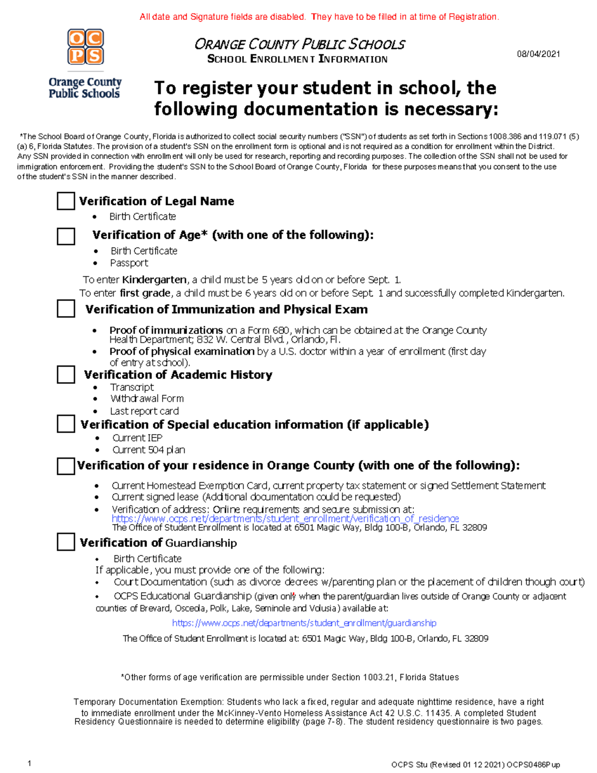 Student Registration Form 2021-22 online Isaiah - ORANGE COUNTY P UBLIC ...
