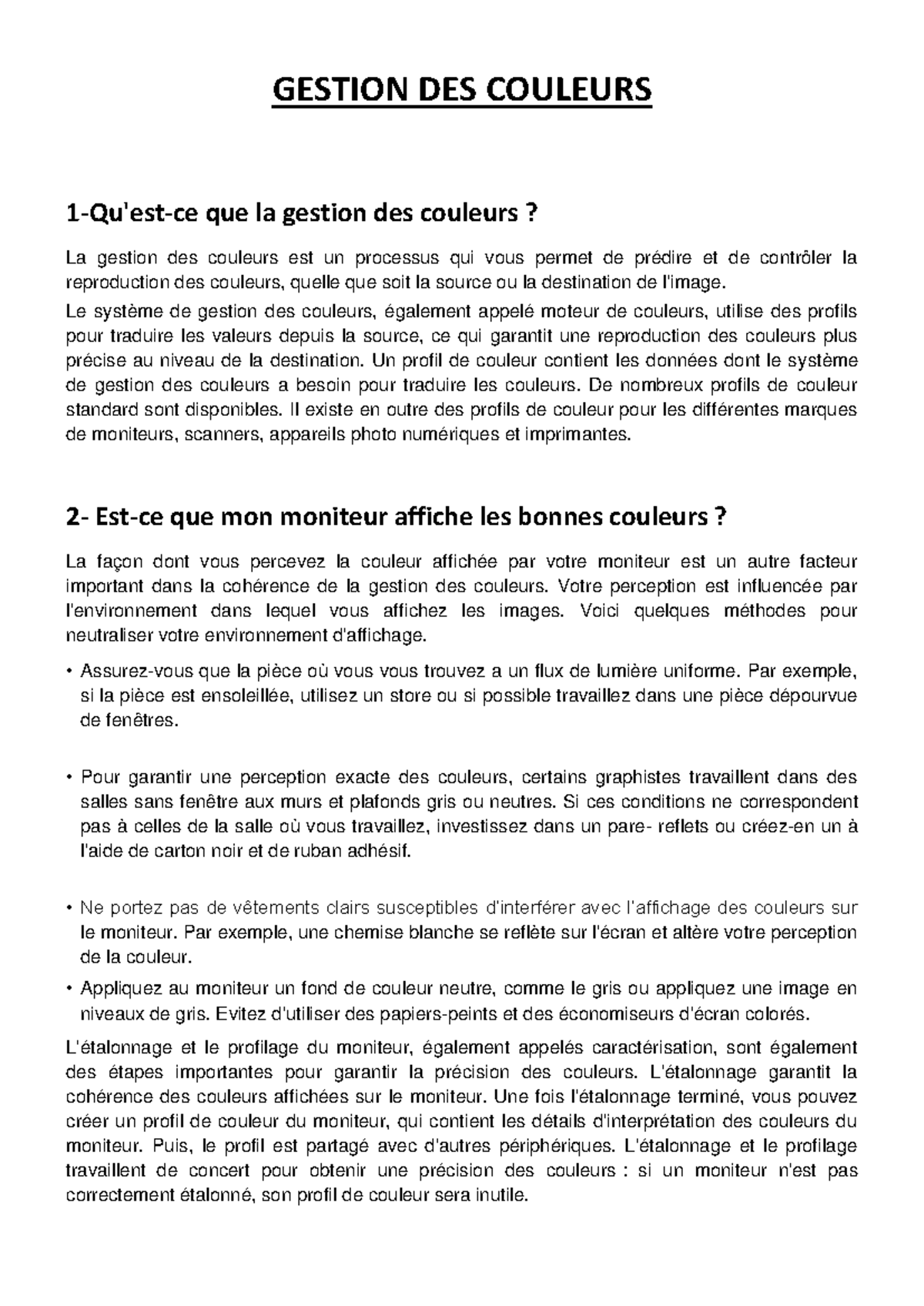 M203 - Gestion de couleurs - GESTION DES COULEURS 1-Qu'est-ce que la ...
