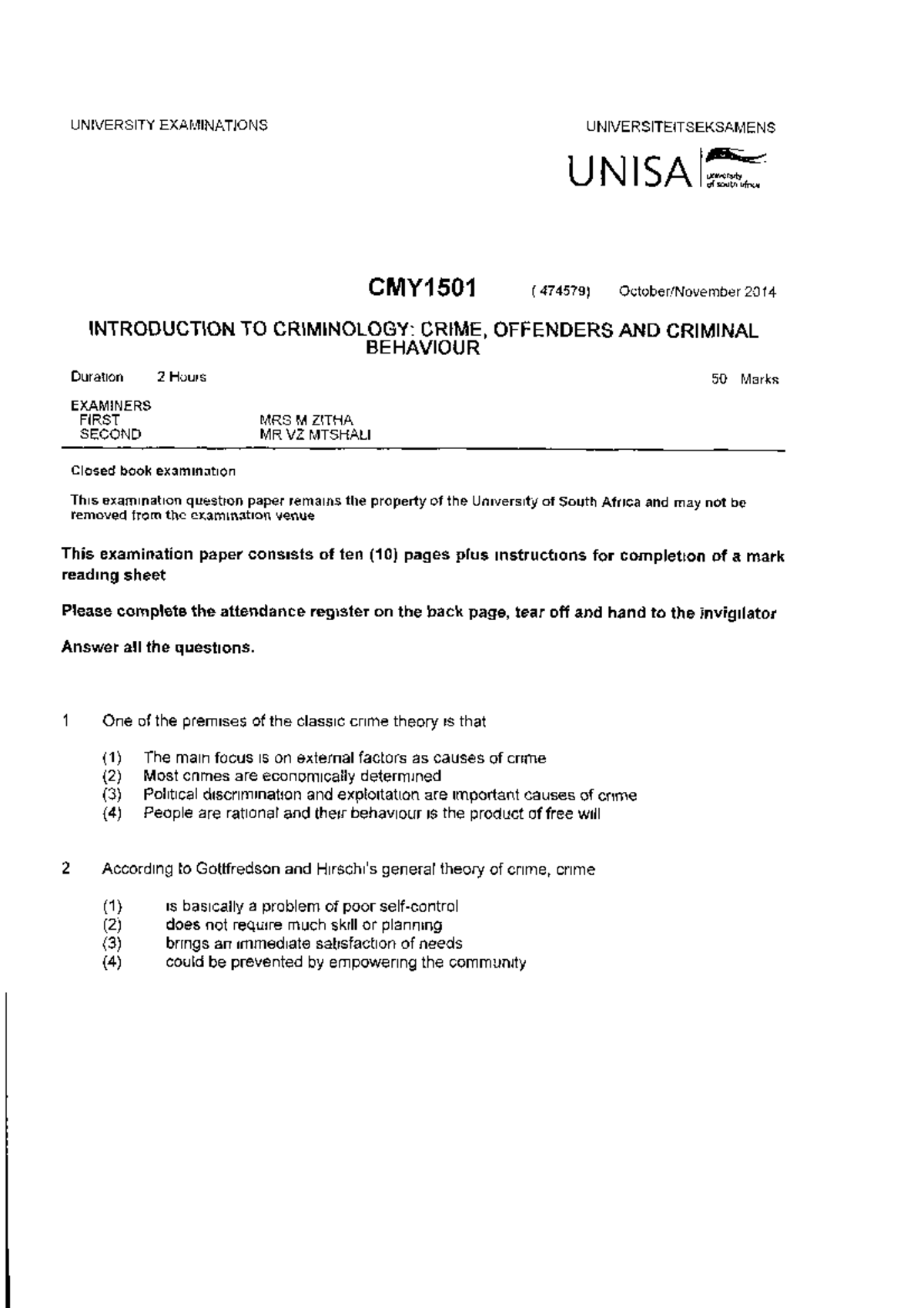 CMY1501-2014-10-E-1.pdf - CRW2601 - Studocu