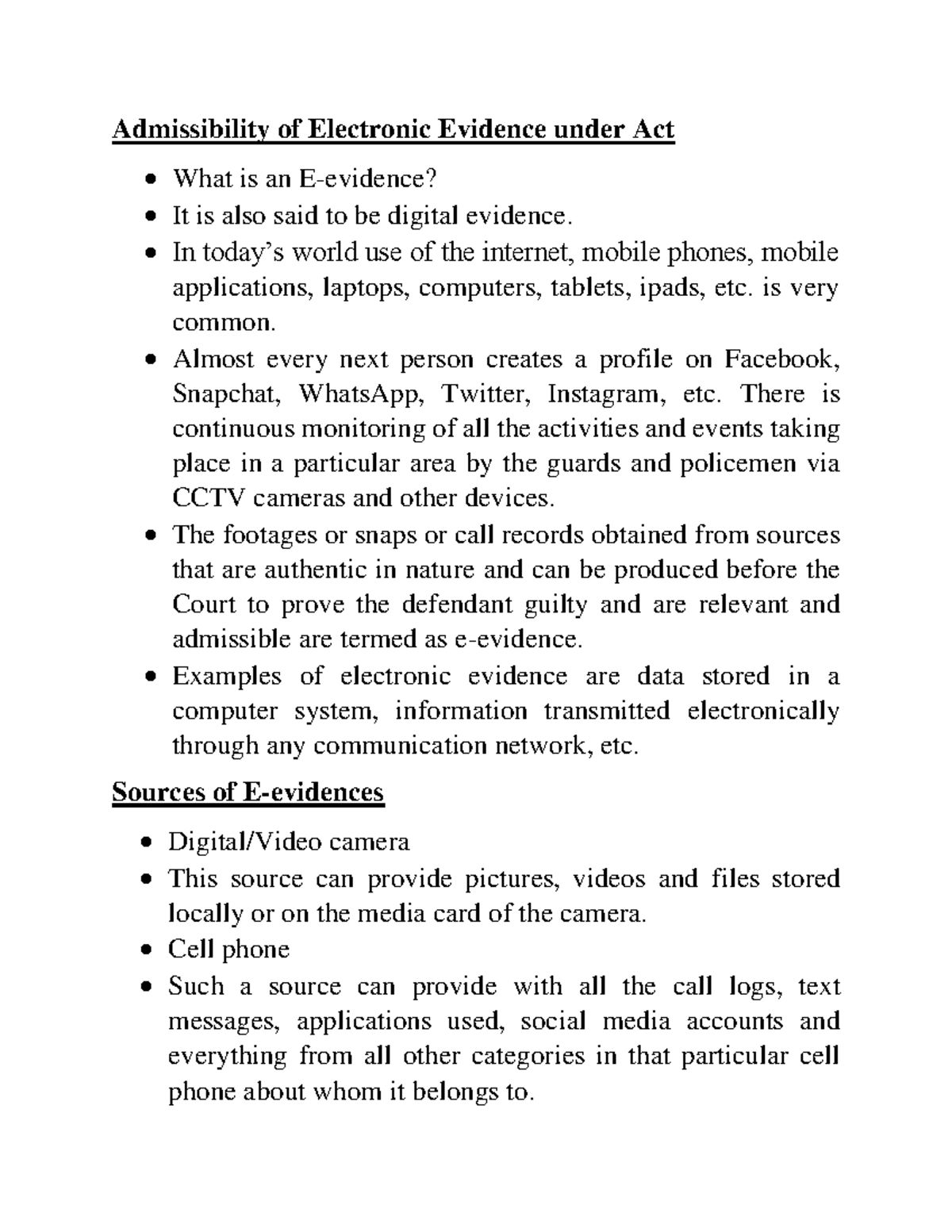 Electronic Evidence - In today’s world use of the internet, mobile ...
