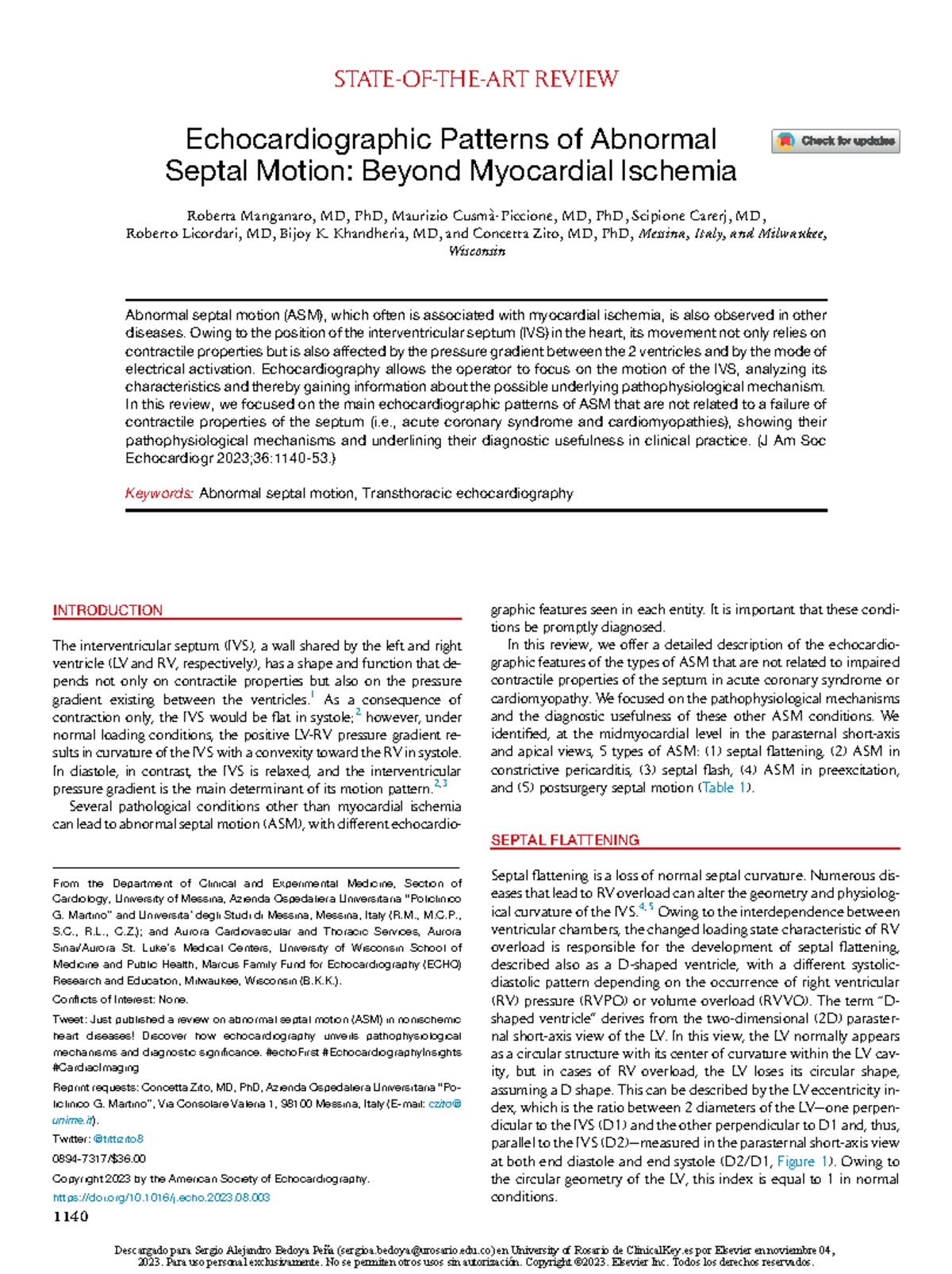 2023 Echocardiographic patterns abnormal septal motion - STATE-OF-THE ...