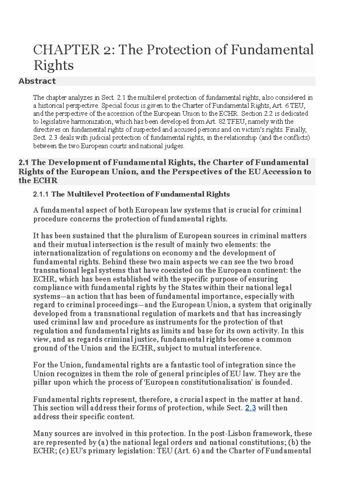 Chapter 2: The Protection of Fundamental Rights - CHAPTER 2: The ...