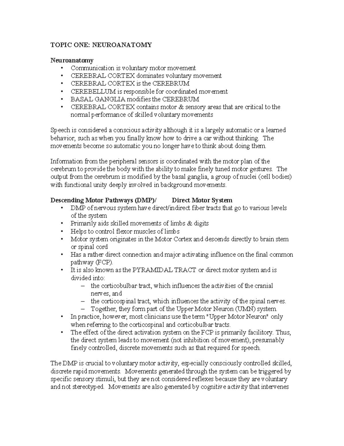 Neuro - TOPIC ONE: NEUROANATOMY Neuroanatomy - Communication is ...