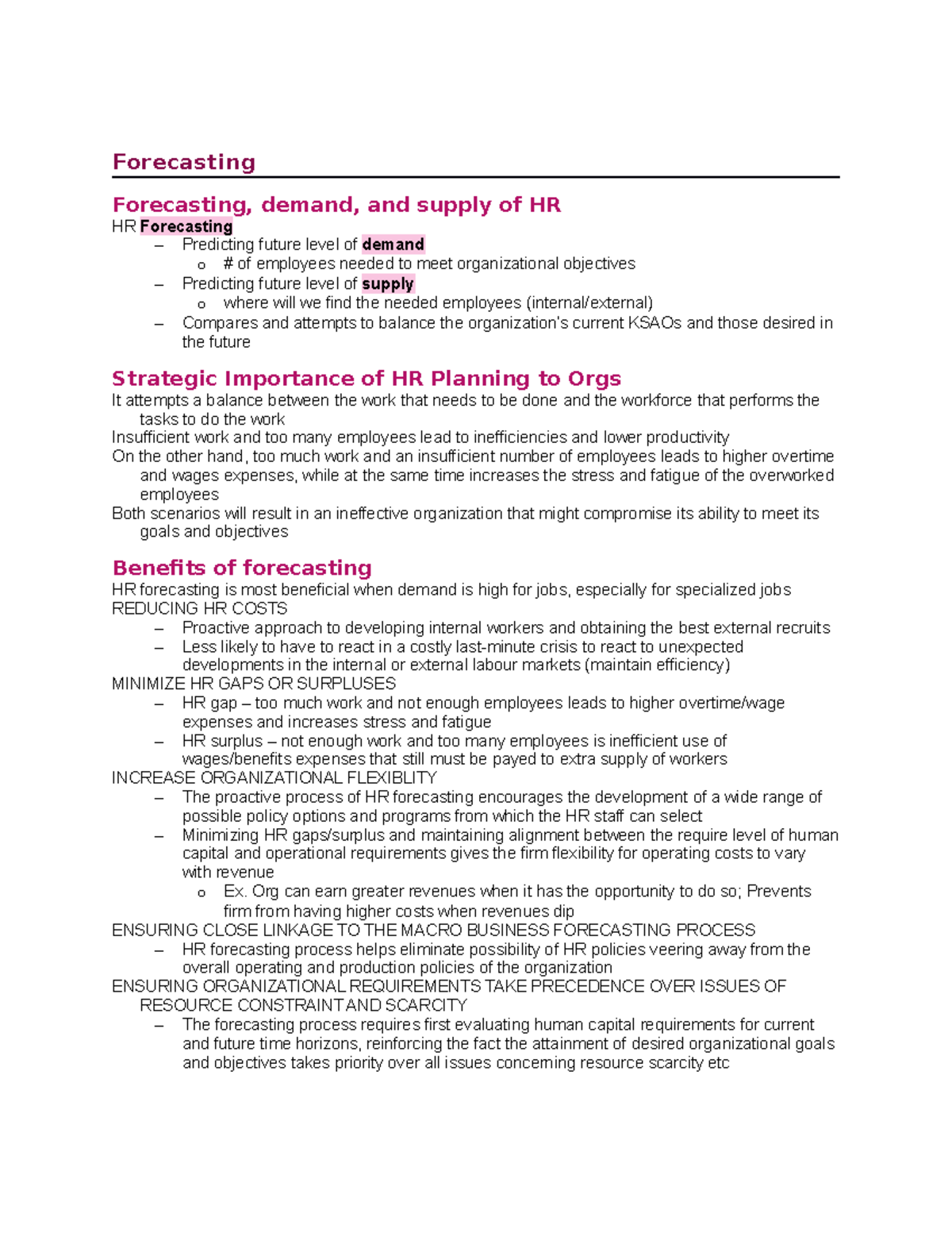 Lecture 3 Forecasting - Forecasting Forecasting, demand, and supply of ...