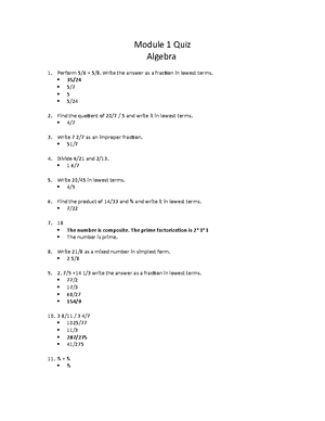 Module 1 Section 1 - homework - Algebra - HW Mod. 1, Sec. 1. Find the ...