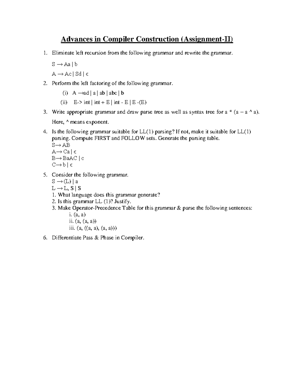ACC Assignment-1 - Introductory assignment - Advances in Compiler Construction (Assignment-II ...