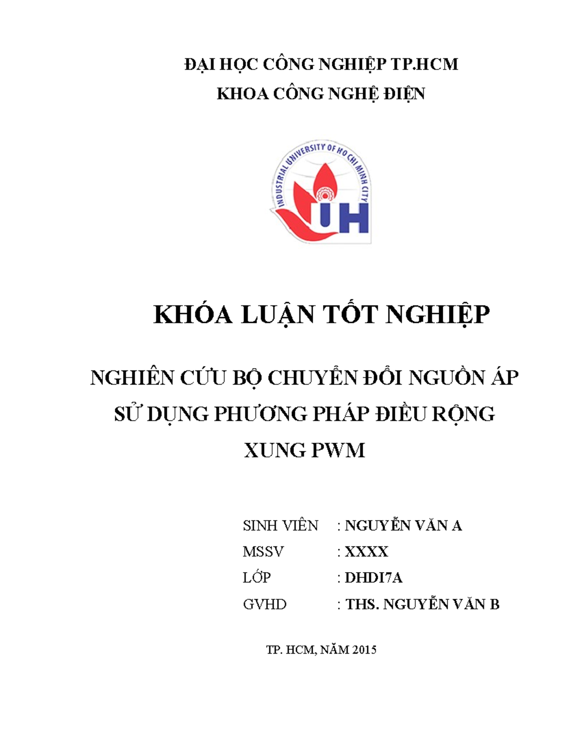 KHOA LUẬN TỐT NGHIỆP - KLTN - ĐẠI HỌC CÔNG NGHIỆP TP KHOA CÔNG NGHỆ ...