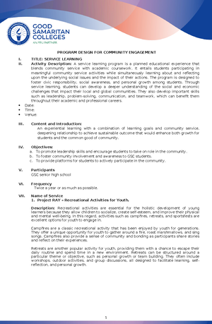 Studocu 3 - Community engagement encompasses a spectrum of activities ...