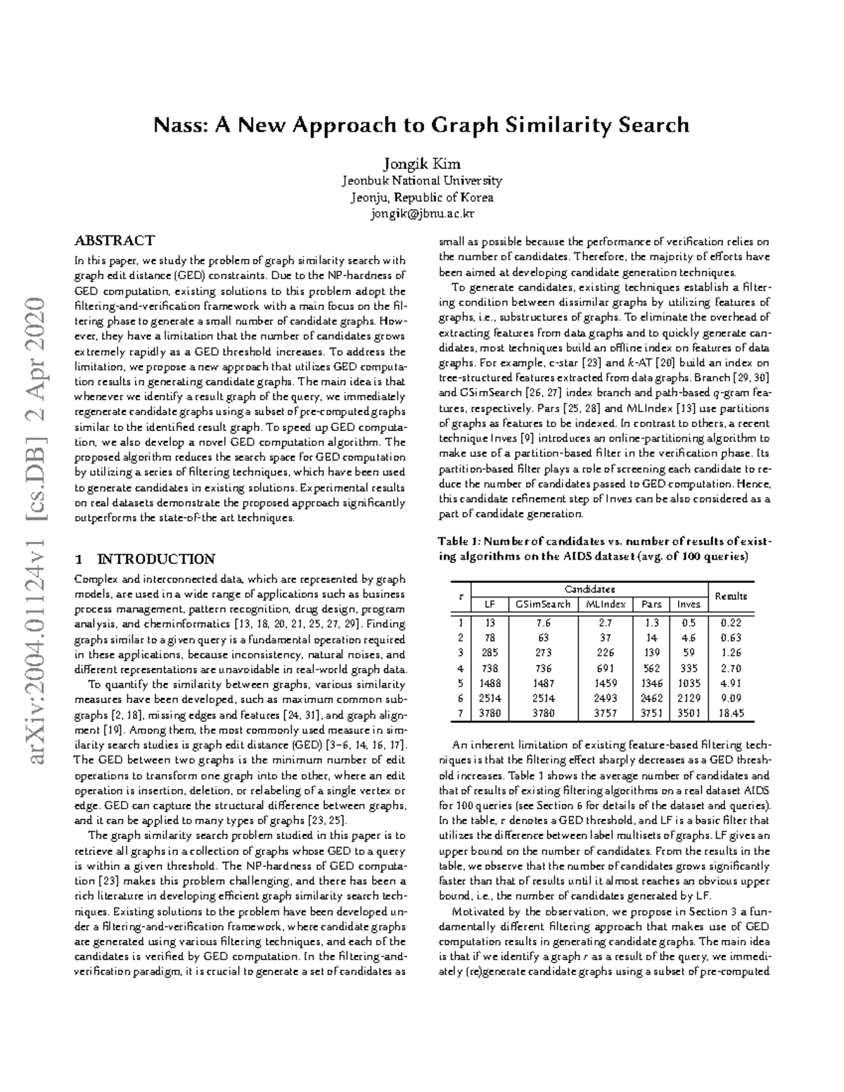 2004 - asa - Nass: A New Approach to Graph Similarity Search Jongik Kim ...