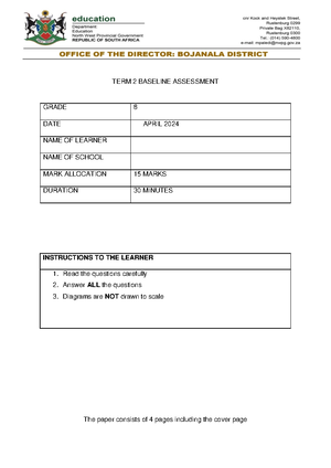 Grade 8 Mathematics Memo (Investigation) 2021 - Total: 42 Marks Time: 1 ...