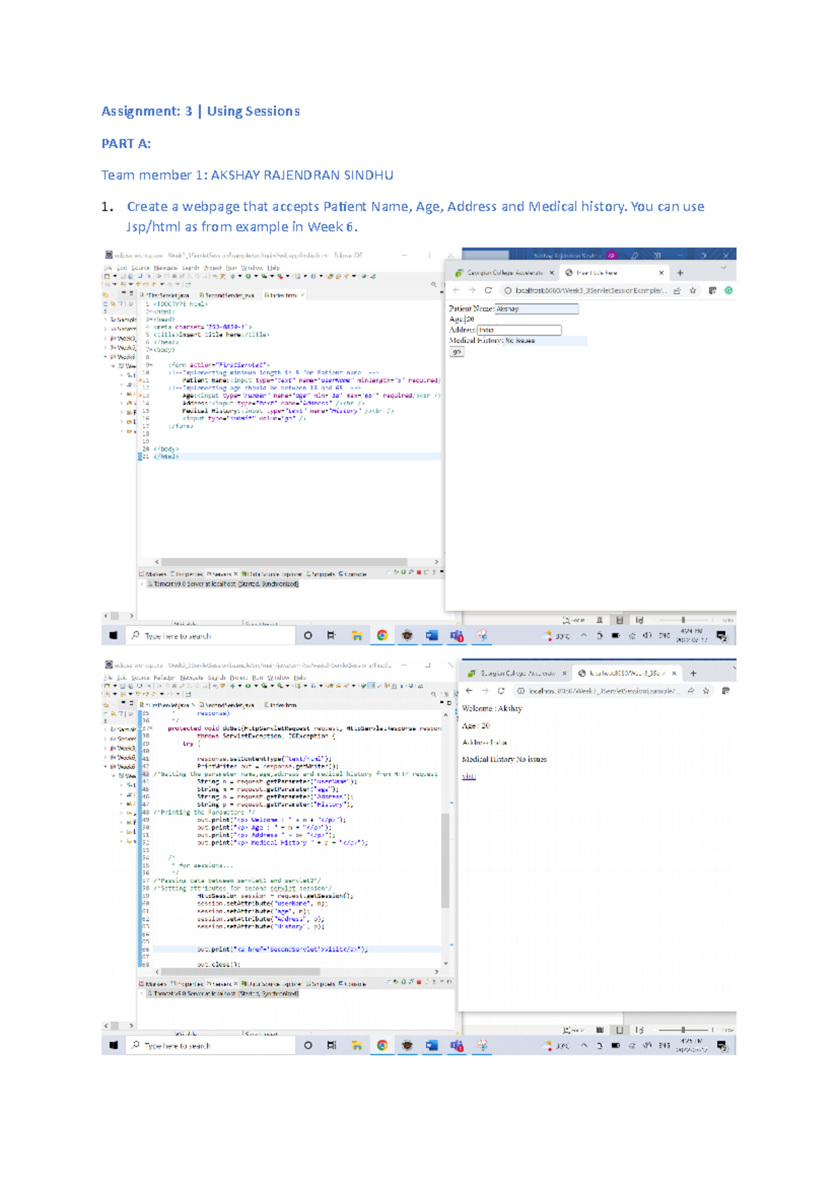 Assignment 3 - Assignment: 3 | Using Sessions PART A: Team member 1 ...