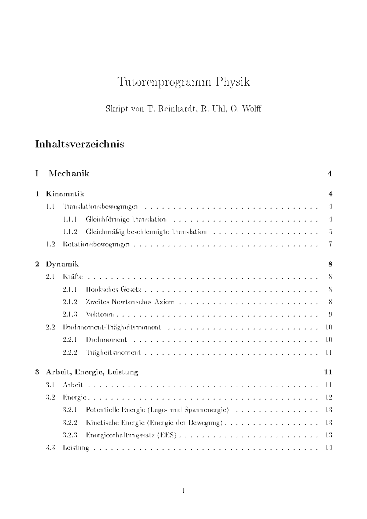 Tutorenprogramm physik skript vom T Reinhardt - Tutorenprogramm Physik - Studocu