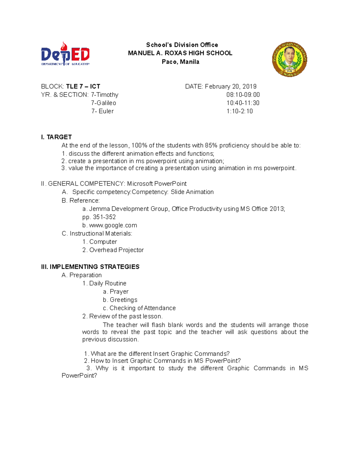 419693663 Lesson PLAN IN PPT Animation docx - School’s Division Office ...