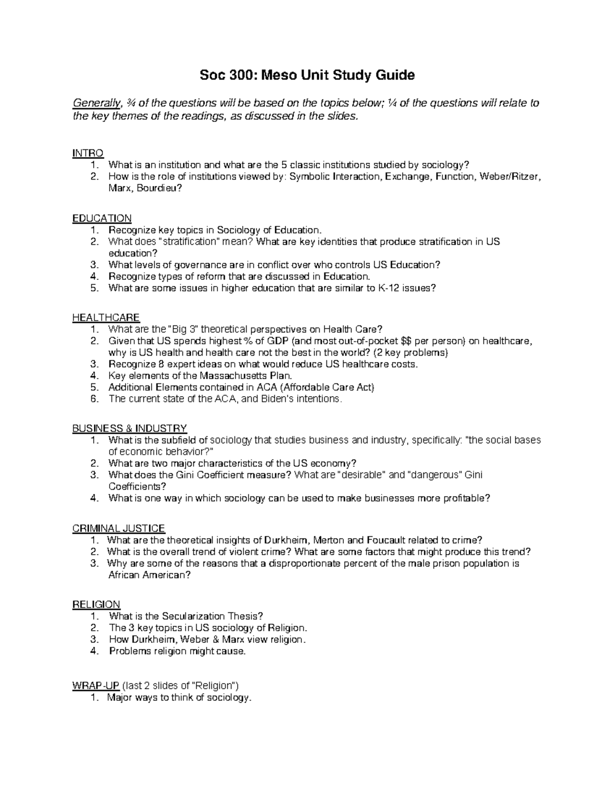 SOC 300 Meso Unit Study Guide FA21 - Soc 300: Meso Unit Study Guide ...