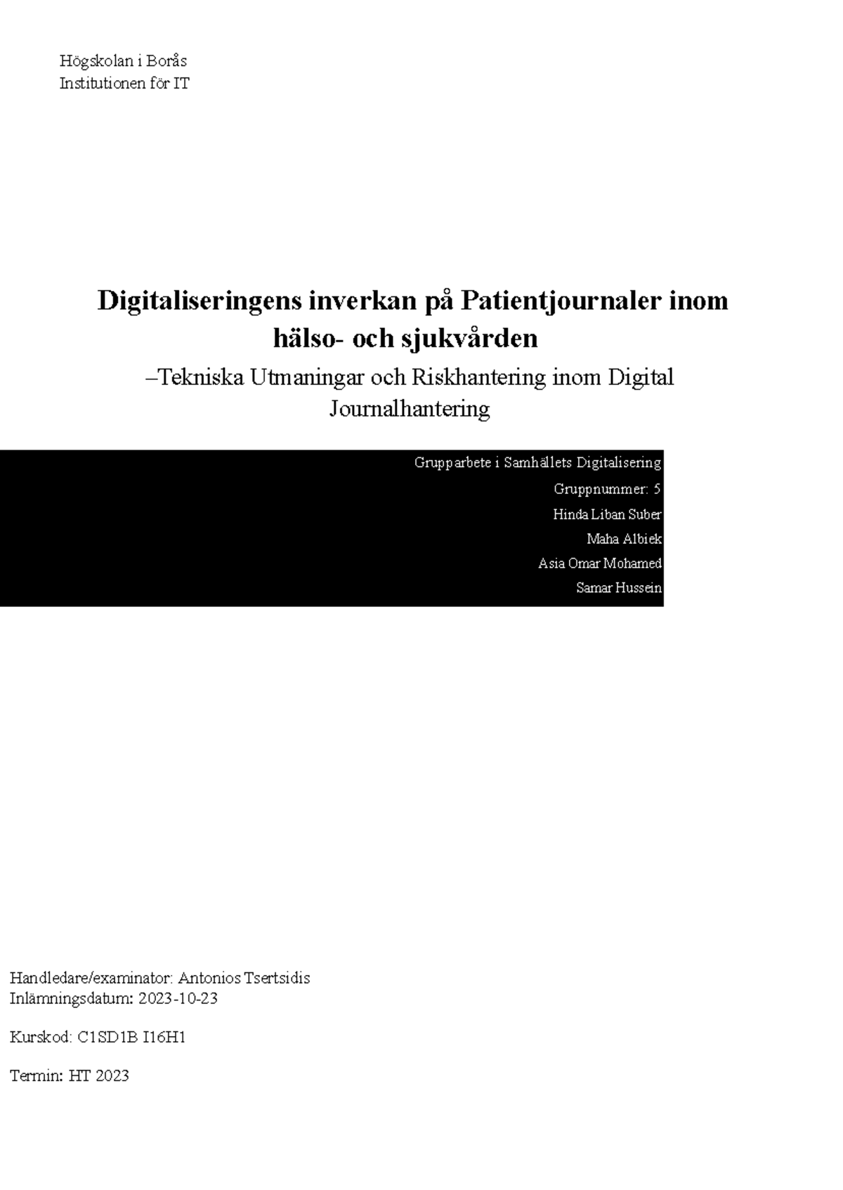 Rapporten - sasdasd - Högskolan i Borås Institutionen för IT ...