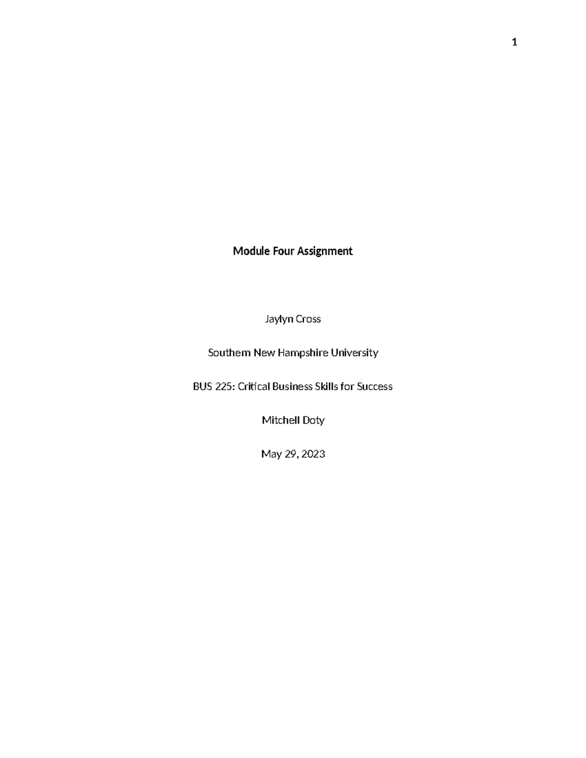 BUS225 Module Four Data - Module Four Assignment Jaylyn Cross Southern ...