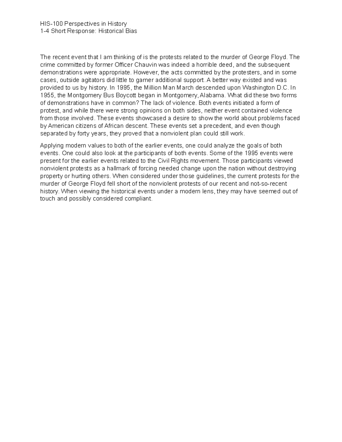 HIS-100 Module 1-3 Short Answer - HIS-100 Perspectives in History 1-4 ...