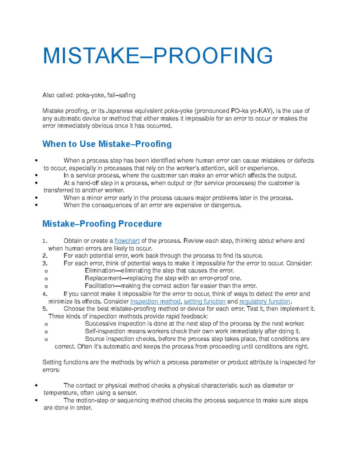 Mistake proofing - Al socal l ed:pok ay ok e,f ai l afing Mi s t ak epr ...