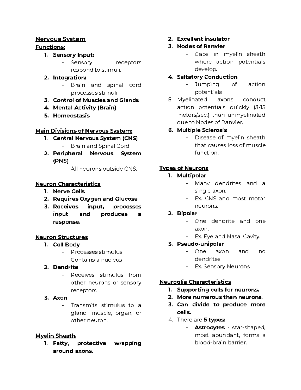 Nervous-System-Reviewer - Nervous System Functions: 1. Sensory Input ...