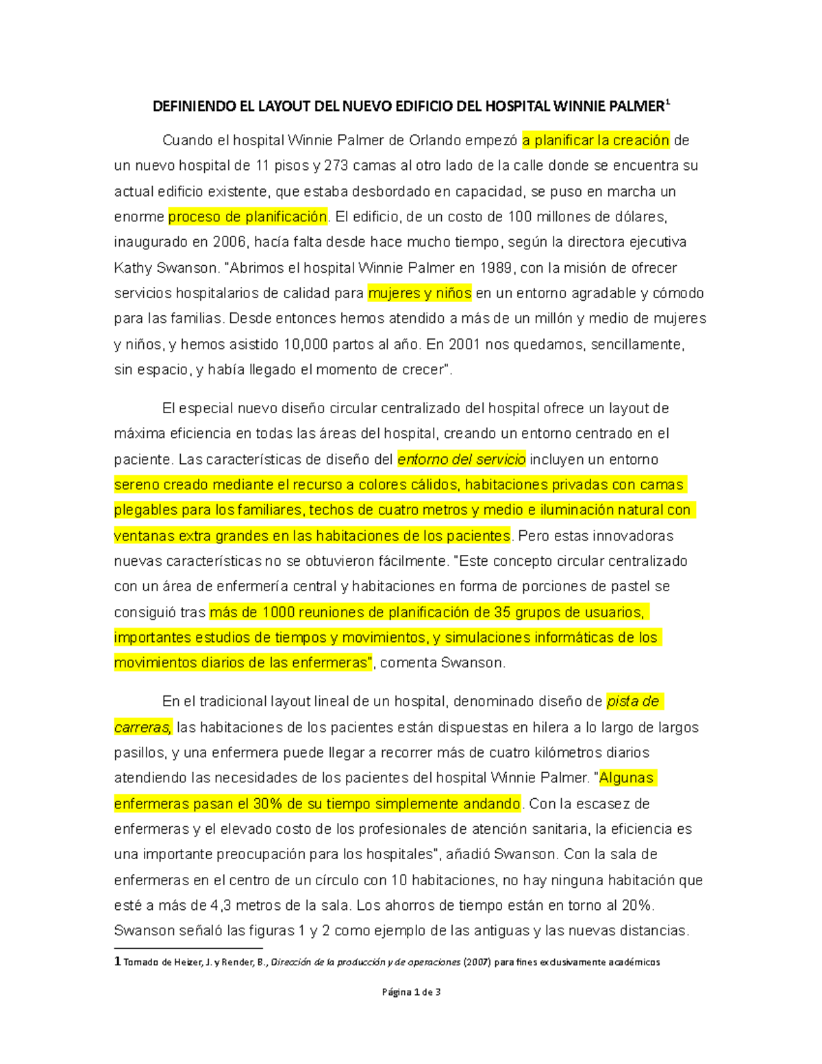 Taller diseño de proceso - Layout Hospital Winnie Palmer - DEFINIENDO ...