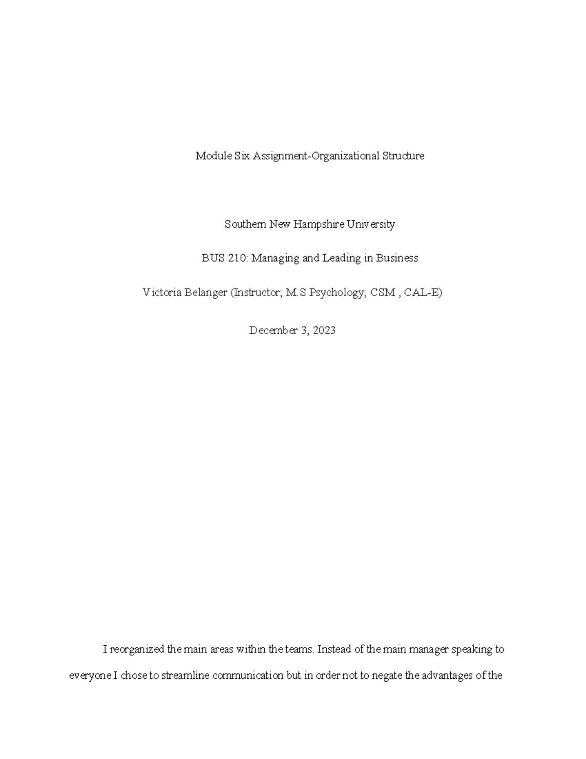 6-3 Organization Structures Miller - Module Six Assignment ...