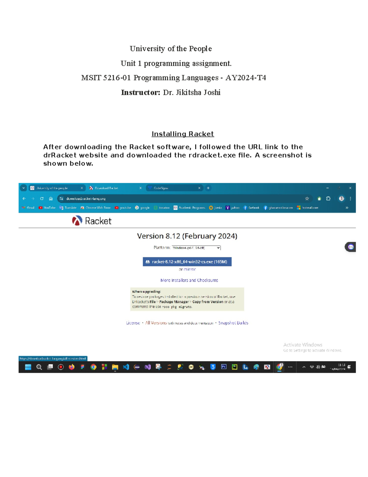 Written assignment - University of the People Unit 1 programming assignment. MSIT 5216-01 - Studocu