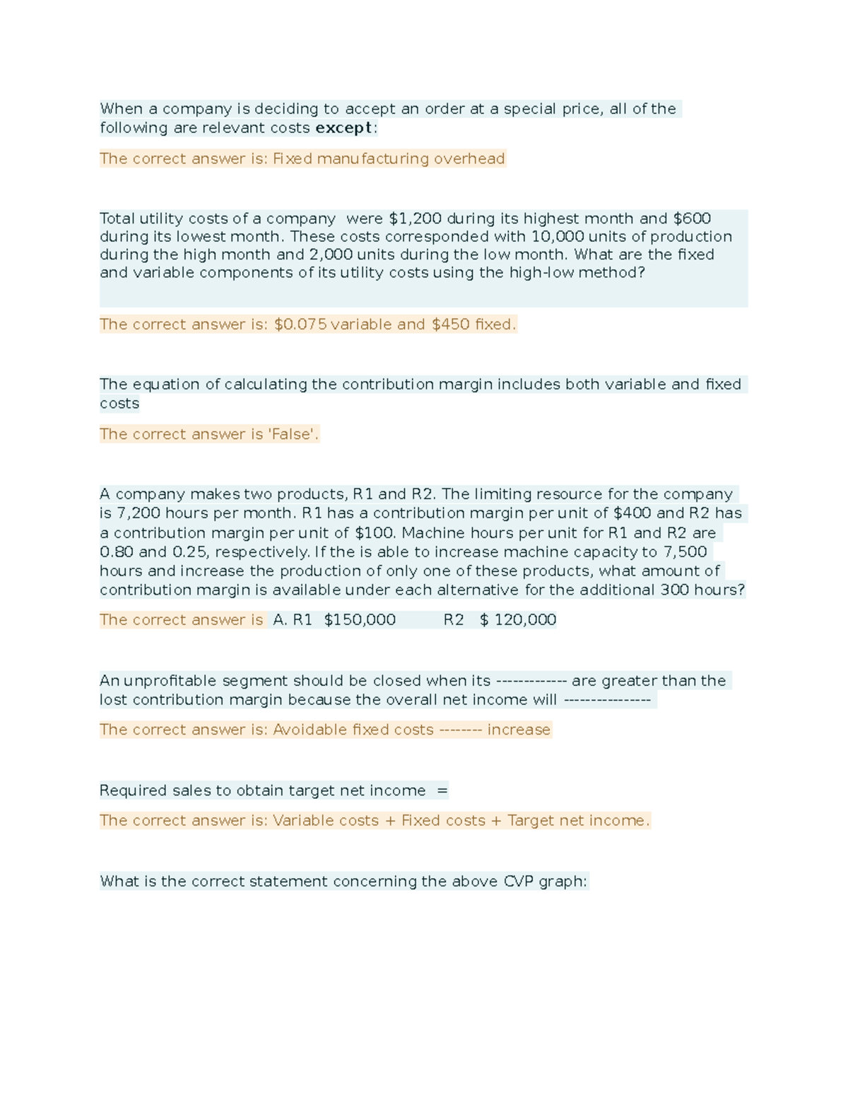 Test 2 key - When a company is deciding to accept an order at a special ...