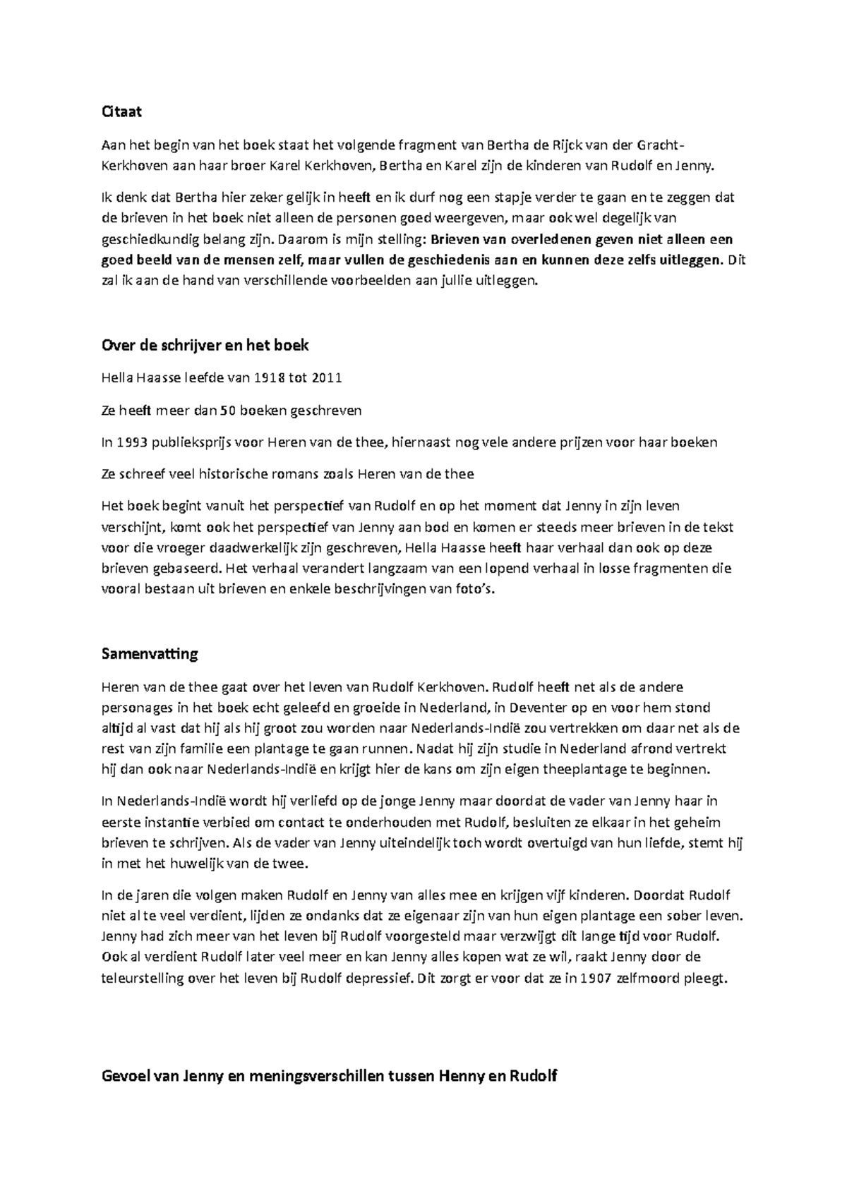 Nederalnds Referaat Heren van de thee - Citaat Aan het begin van het ...