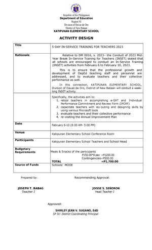 Activity design- SPG Election - Republic of the Philippines Department ...