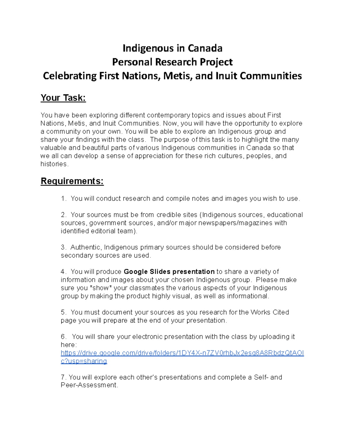 Indigenous in Canada Personal Research Project - Indigenous in Canada ...