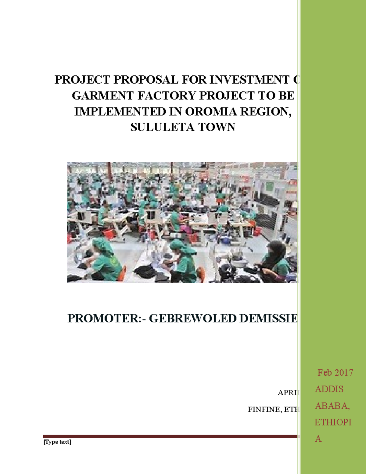 Scribd - PROJECT PROPOSAL FOR INVESTMENT ON GARMENT FACTORY PROJECT TO ...