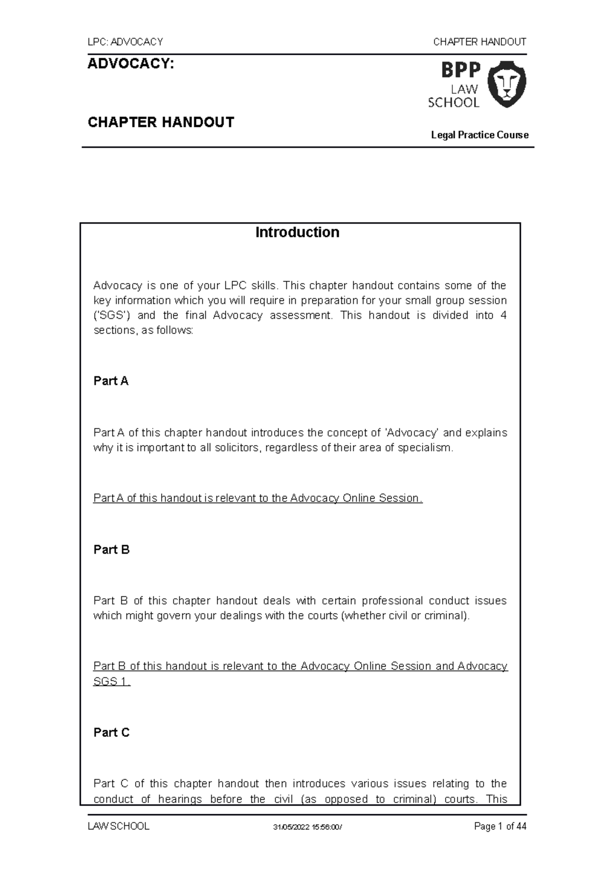 Advocacy Chapter - LPC: ADVOCACY CHAPTER HANDOUT ADVOCACY: CHAPTER ...