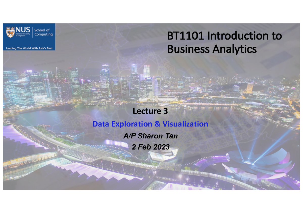 L3 Data Exploration & Visualization - BBTT1 111001 1 IInnttrroodduuccttiioonn ttoo ...