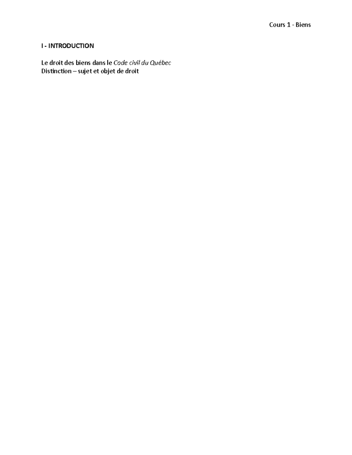 DRT1225 Notes de cours Cours 1 - DRT-1225 - UdeM - StuDocu