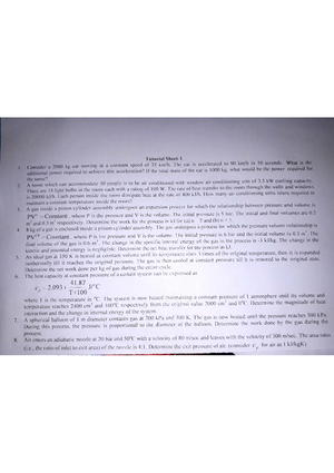 Practice Problems on First Law for Open System - Thermodynamics - IIT ...