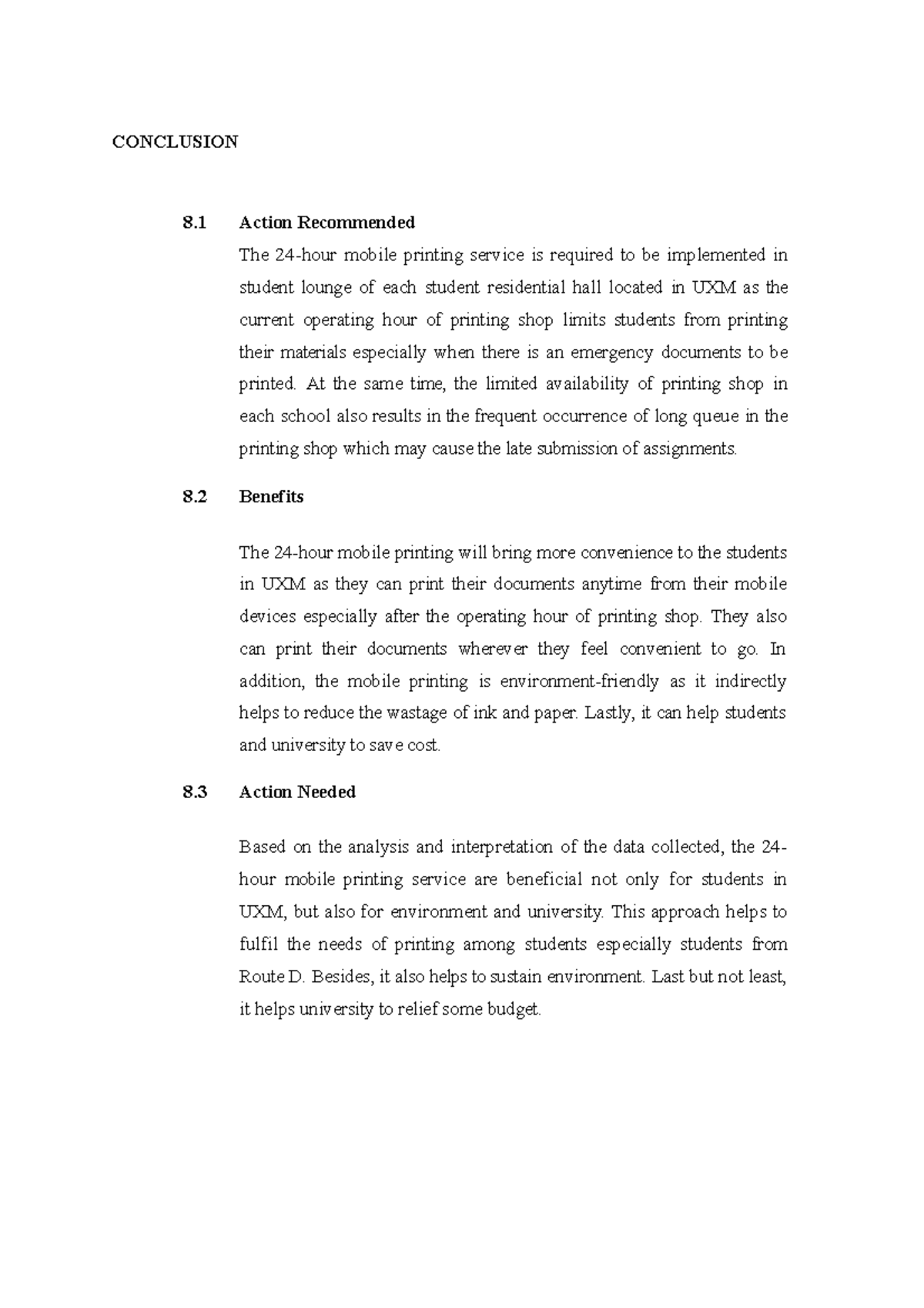 Conclusion for Persuasive Report Writing - CONCLUSION 8 Action ...